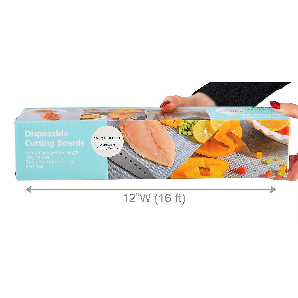 HOME-X Disposable Cutting Board, Roll of Cutting Board Plastic for Cutting, Chopping, and Food Prep, Cutting Mat for BBQ and Camping, 12” W x 16 Ft L
