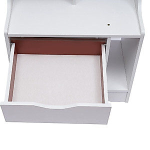 Nightstand with 2 Drawers, End Side Table with Open Shelf, Modern Storage Bedside Table for Small Spaces, Cabinet Organizer for Bedroom, Living Room, White