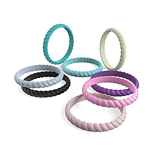MAUI RINGS Braided Silicone Ring Thin and Stackable Silicone Rings Wedding Bands Promise Rings Silicone Engagement Rings for Women