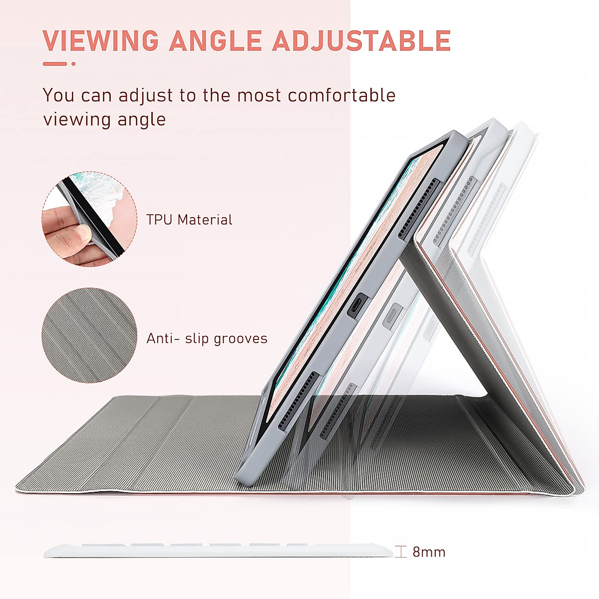 Backlit Keyboard Case and Mouse Compatible with iPad Pro 12.9 2020/2018, Detachable Keyboard US Layout with Mice & Cover for iPad Pro 12.9 4th Gen./3rd Gen, Rose Gold