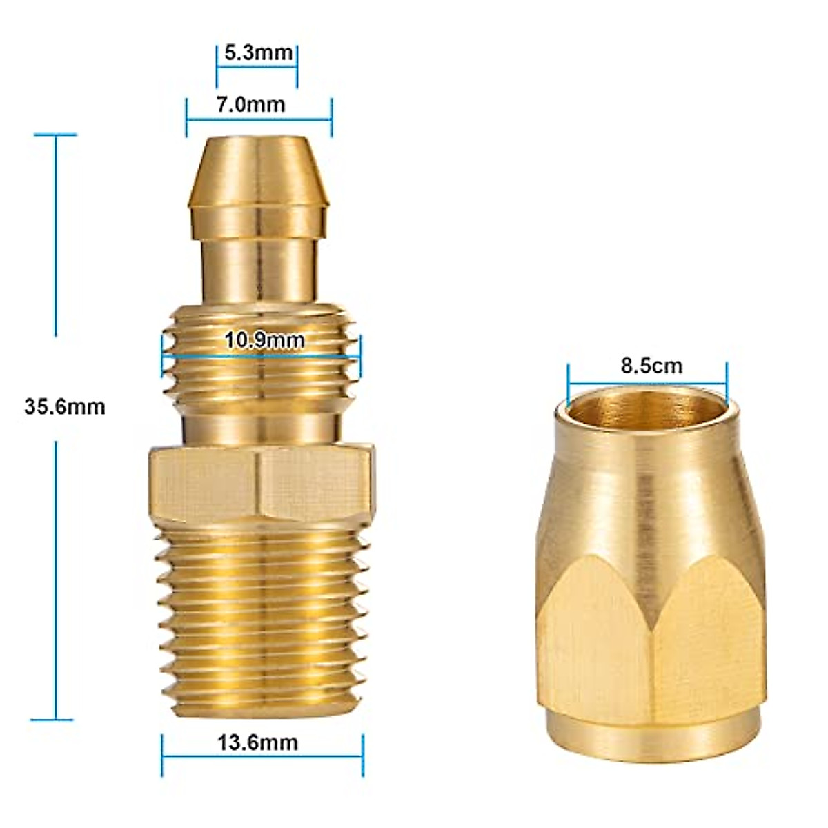 Breezliy Premium Solid Brass 2PCS Reusable Replacement Fitting For 1/4-Inch ID Hose,1/4-Inch NPT Rigid