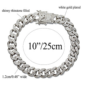 kelistom Cuban Link Anklet Bracelet for Women Men Hip-hop 18K Gold/White Gold Plated Iced Out Rhinestones Filled Chain Ankle Bracelets, 9" 10" 11"