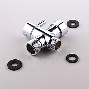 Ciencia Metal T-adapter with Shut-off T Valve, 7/8 or 15/16 and G1/2 3-way Water Tee Connector,for Handheld Toilet Bidet Spray Bathroom,Chrome, DSF006