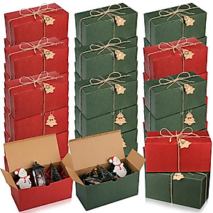Tenceur 36 Set Christmas Gift Boxes with Lids Bulk 9 x 4 x 4 Inch Kraft Gift Box Empty Gift Box with Christmas Tag Raffia Twine for Xmas Holiday Valentine's Day Wedding Bridesmaid Birthday Party Favor