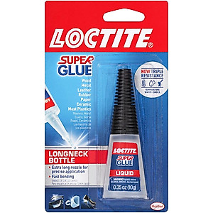 Loctite Super Glue Liquid Longneck Bottle, Clear Superglue for Plastic, Wood, Metal, Crafts, & Repair, Cyanoacrylate Adhesive Instant Glue, Quick Dry - 0.35 fl oz Bottle, Pack of 1