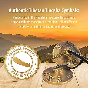 Mudra Crafts Tibetan Tingsha Bells Yoga Chimes - Buddhist Sign Tingsha Cymbals Tibetan Chimes Tibetan Meditation Bells for Meditation - Finger Cymbals Tibetan Bells Chime