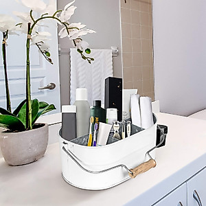 Alpha Living Home Utensil Caddy, Silverware Caddy Party, Silverware Caddy, Picnic Caddy, Flatware Caddy, Paper Plate Caddy, Galvanized Utensil Caddy, Metal Caddy, Outdoor Utensil Caddy - White