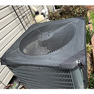 F&J Outdoors Central Air Conditioner Cover for Outside Units, Black Top Net Breathable AC Cover (Mesh, 32"x32")