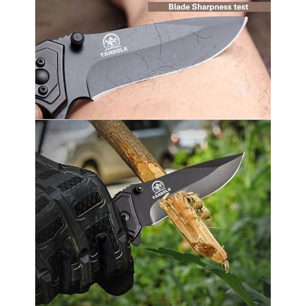 TANSOLE TAN SOLE Pocket Folding Knife with Pocket Clip for outdoor camping survival hunting (T-301)