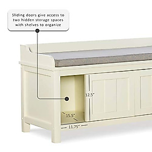 Linon Micah White Storage Bench
