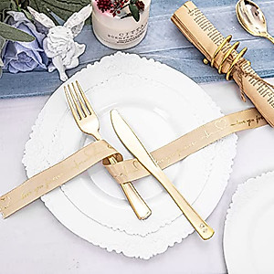 Morejoy 100PCS White Plastic Plates - White Disposable Plates - Include 50 Pieces 10.25 Inch Dinner Plates & 50Pieces 7.5 Inch Dessert Plates - Perfect for Weddings & Thanksgiving & Christmas