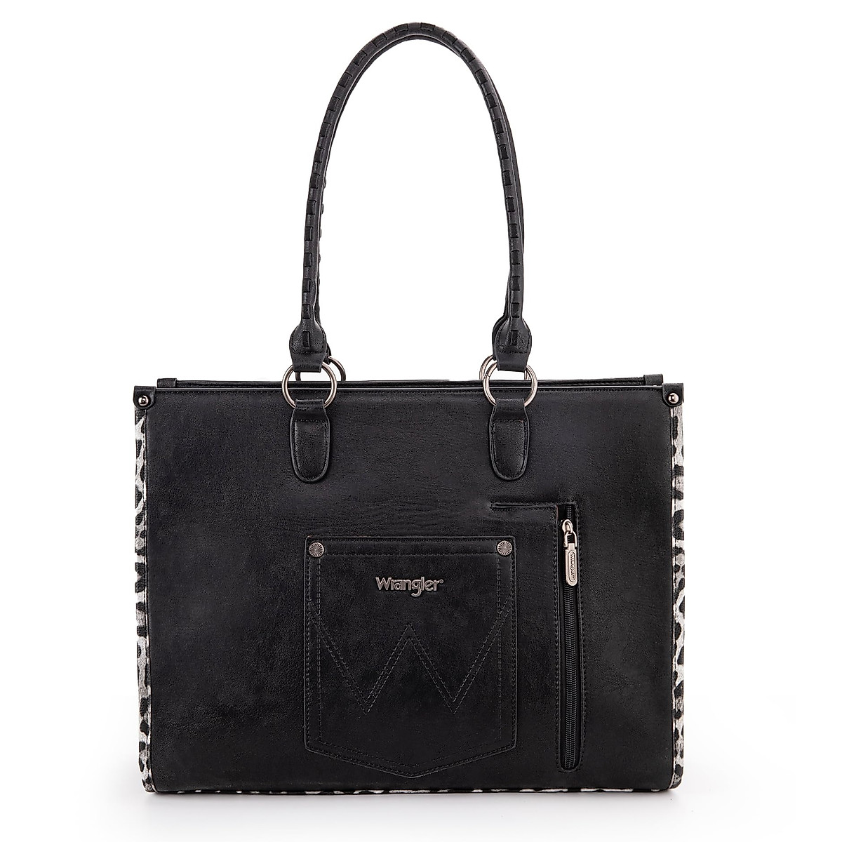 Wrangler Leopard Print Tote Bag for Women Western Top Handle Woven Hobo Purse Large Handbags WG83G-8317BK