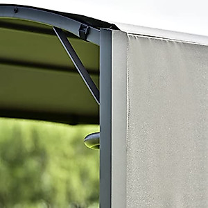 DHPM Iron Double Tiered Backyard Patio BBQ Grill Gazebo with Bar Counters&Extendable Shades for Your Yard, Patio, Garden, Outdoor or Party