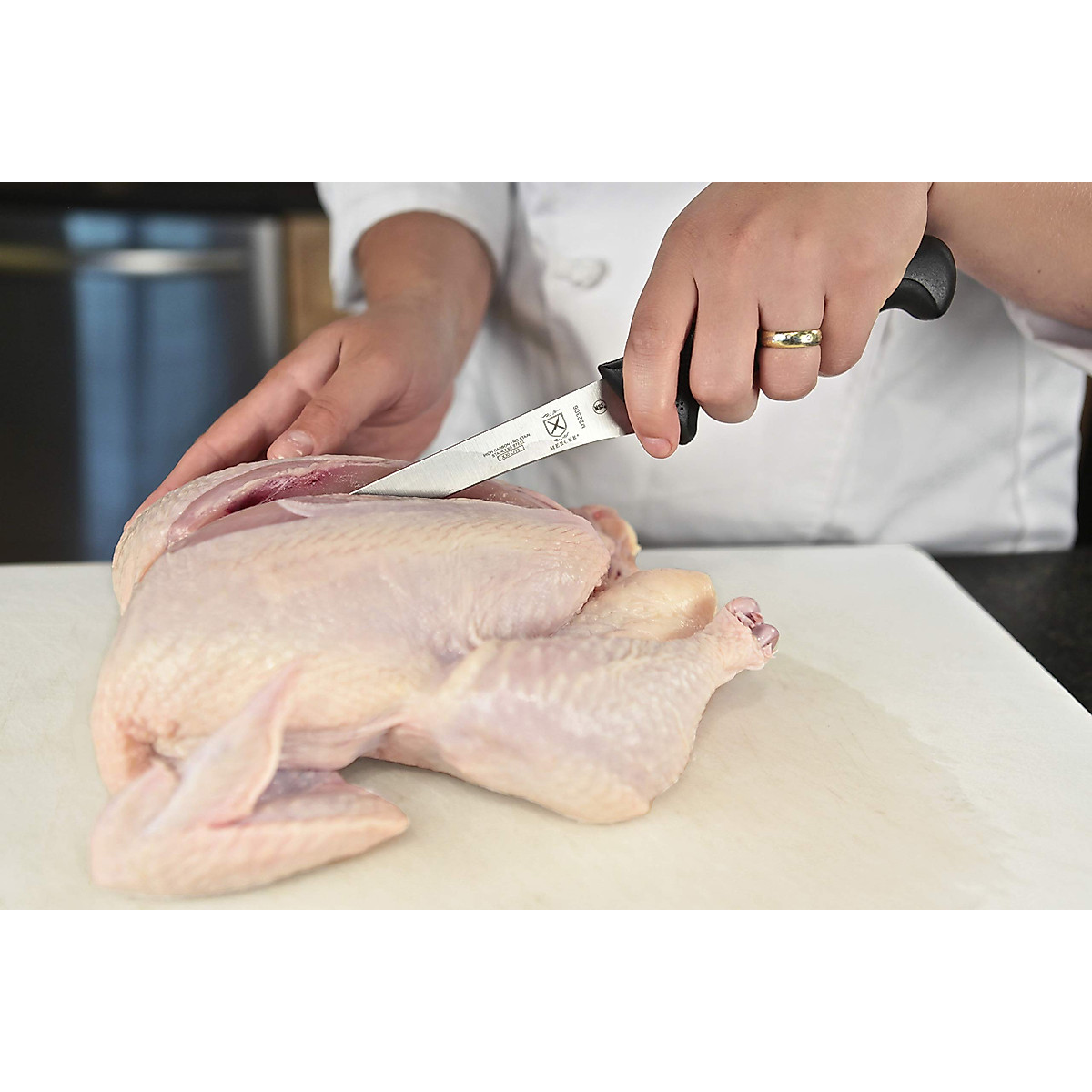 Mercer Culinary M22306 Millennia Black Handle, 6-Inch Stiff, Boning Knife