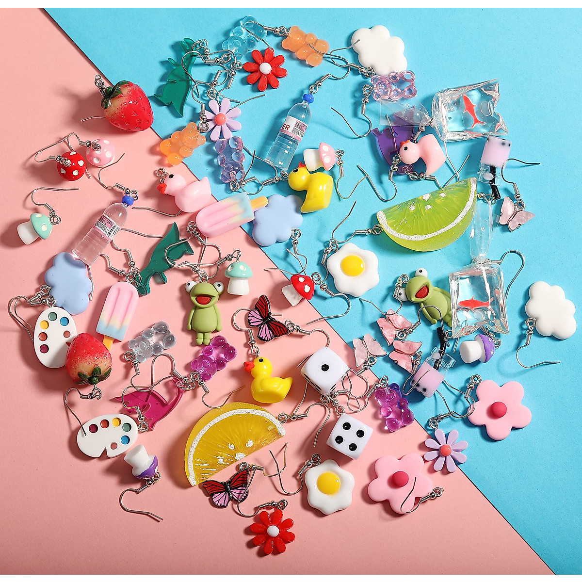 30 Pairs Fun Zinc Earrings Weird Aesthetic Weirdcore Kawaii Funny for Women