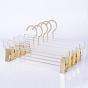 10 Pieces of Acrylic Transparent Gold Hook Hanger Acrylic Hanger with Gold Clip Clear Acrylic Hanger Pants Hanger Clip Skirt Display