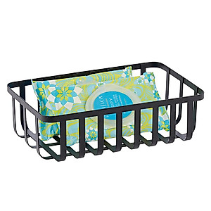 mDesign Farmhouse Metal Wire Storage Organizer, Holder Bin Basket Shelving Organization for Closet, Entryway, Bedroom, Bathroom, Home Office - Black