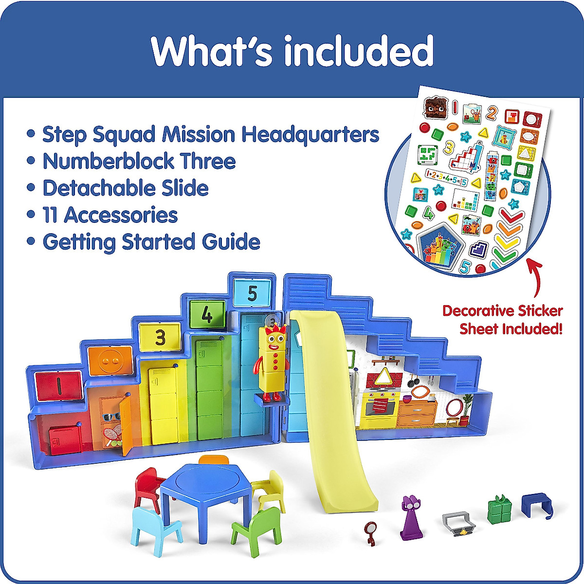 hand2mind Numberblocks Step Squad Mission Headquarters, Play Figure Playsets, Toddler Play House Toys, Action Figure Playset, Number Toys, Toy Figures, Math Toys for Kids 3-5, Birthday Gifts for Kids
