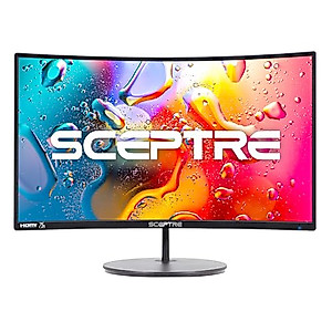 Nowco New_Sceptre_C248W 24'' Curved 75Hz Gaming LED Monitor Full HD 1080P HDMI VGA Speakers, VESA Wall Mount Ready Metal Black, ‎Metal Black