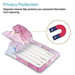 2 Pcs Luggage Tags, Fintie Privacy Cover ID Label with Stainless Steel Loop and Address Card for Travel Bag Suitcase