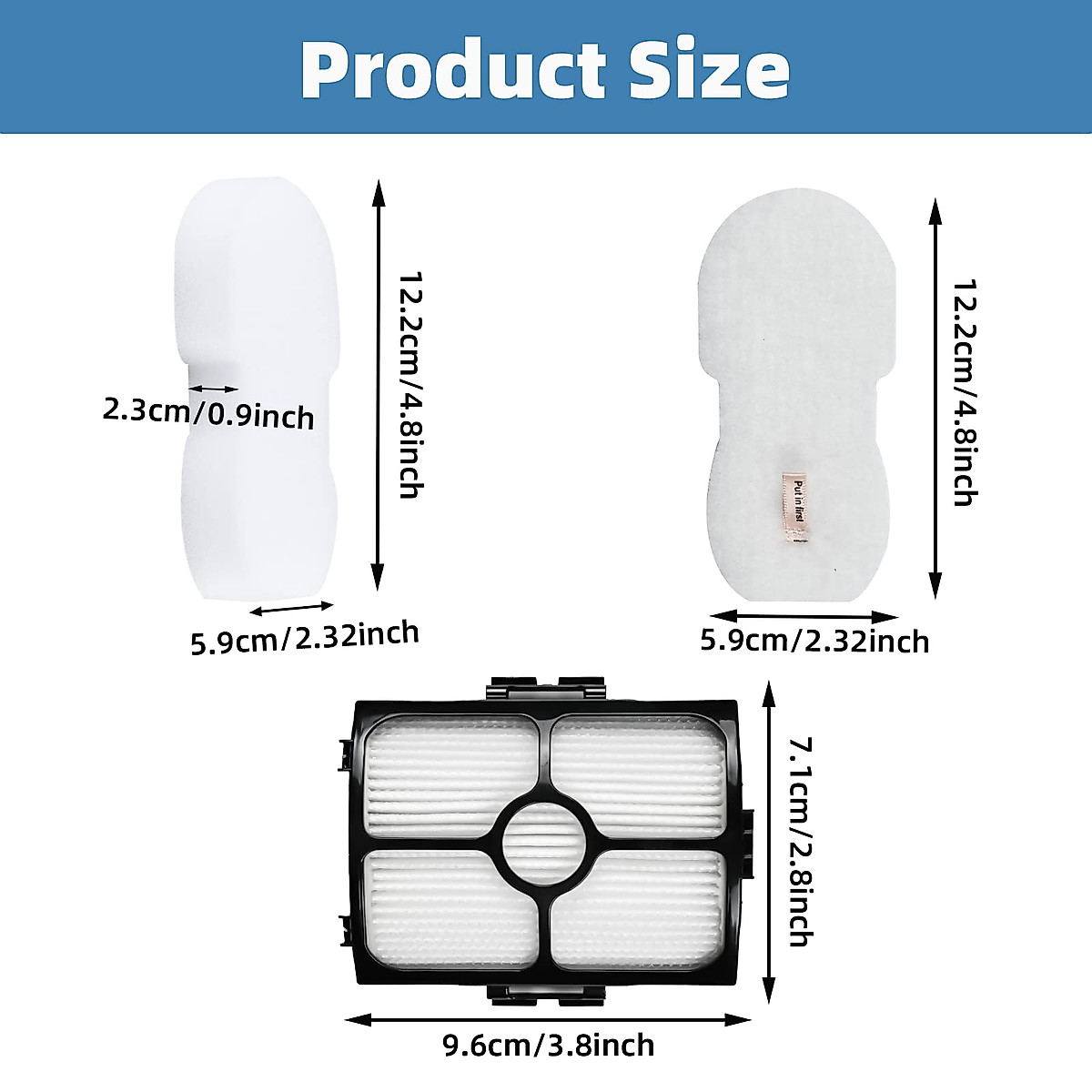 Filter Replacement for Shark HZ3002 HZ3000 Stratos Ultralight Corded Stick Vacuum, 2 HEPA Filters and 4 Pairs of Foam Filters, Replace Part XFFKHZ3000 XHFHZ3000