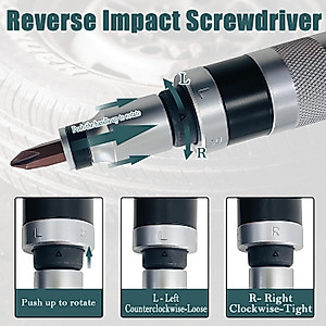 Sutekus 1/2 Inch Drive Manual Impact Driver Set Reversible Hand Held Impact Screwdriver with S2 Steel Bits for Disengage Rusted Fasteners or Frozen, 7Pcs