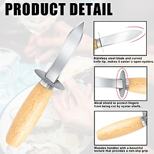 Oyster Shucking Knife, 2 Pack Oyster Shucker Oyster Knife with Professional Grade Cut Resistant Gloves, Stainless Steel Oyster Shucker Clam Knife, Seafood Opener Seafood Tools