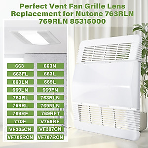 85315000 Replacement Ventilation Fan Grille Lens for Broan Nutone 763RL 769RL Bathroom Vent Exhaust Fan Cover Replacement Parts
