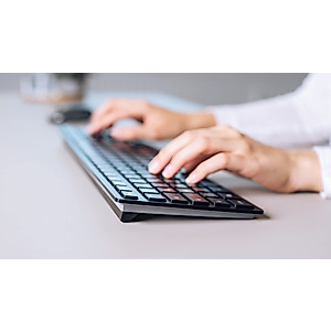 Cherry KW 9100 Slim Wireless Keyboard Rechargeable with SX Scissor Mechanism, Silent keystroke Quiet Typing with Thin Design for Work or Home Office.