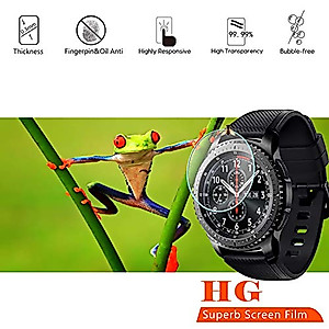 beukei (3 Pack) for Samsung Gear S3 and Gear S3 Frontier Screen Protector Tempered Glass, Anti Scratch, Bubble Free(Not Fit for Galaxy Watch 42mm and Gear S2 Smartwatch)