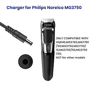 Replacement XXSZHY Charger for Philips Norelco HQ840 Multigroom Series 3000 MG3750 MG3750/10 MG3750/50 MG3750/60 MG3760 MG3760/50 Power Supply Charging Cord 8V 100mA