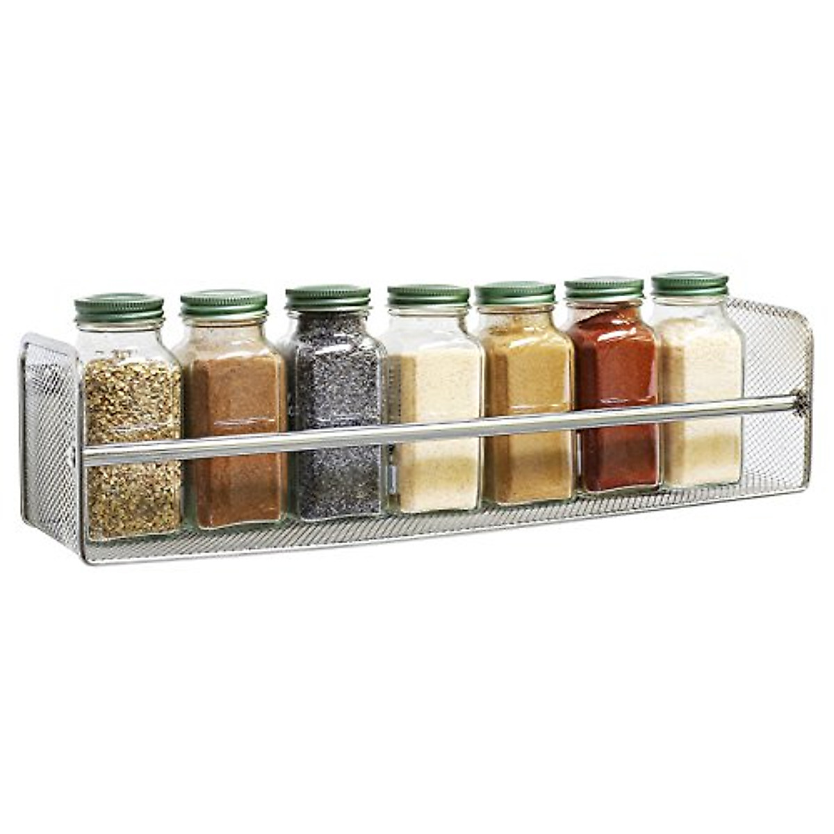 DecoBros 2 Pack Wall Mount Single Tier Mesh Spice Rack, Chrome