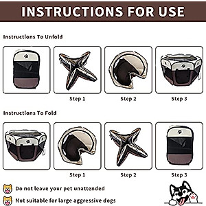 Gommle Portable Pet Playpen for Small Cat Dog Puppy Rabbit,Cat Kitten Playpen Indoor Outdoor with Carrying Case,Waterproof Bottom and Removable Zipper Top (S(28.7" x 28.7" x 16"), Brown)