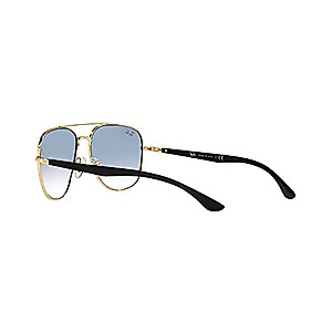 Ray-Ban RB3683 Square Sunglasses, Black On Gold/Clear Gradient Blue, 56 mm