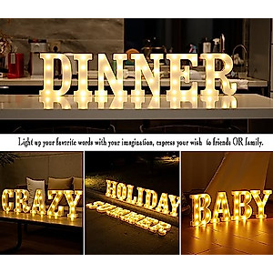 Led Marquee Light Up Letters, 26 Alphabet Light Up Letter Lights, Decorative Led Letters Lights, Battery Powered Letter Sign Lights for Party, Night Light, Home Decor(LetterR, Warm White)