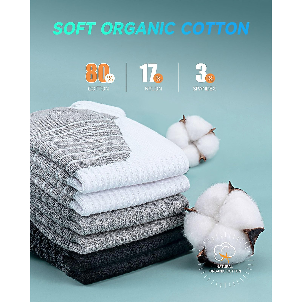 TANSTC Socks for Women & Men 6 Pairs, No-Show Running Socks, Ankle Socks Athletic Cushioned Breathable Low Cut Tab With Arch Support