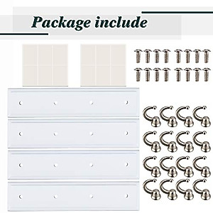 4 Pieces Key Rail 4-Hook Key Organizer Hook Rail Self-Adhesive Key Rack for Hanging Keys Towels (White)