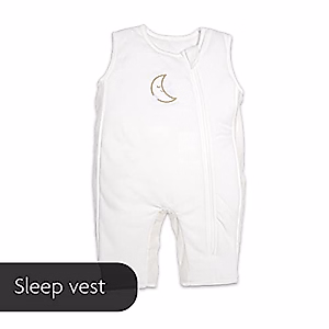 Baby Brezza 2-in-1 Baby Sleepsuit - Unique Swaddle Transition Sleepsuit - Breathable with Mesh Panels - Converts from Sleepsuit to Sleep Vest, 3-6 Months, Cream