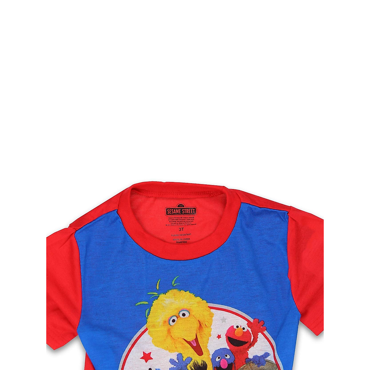 Sesame Street Elmo Toddler Boys 2 Piece Short Sleeves Pants Pajamas Set (2T, Red/Blue)