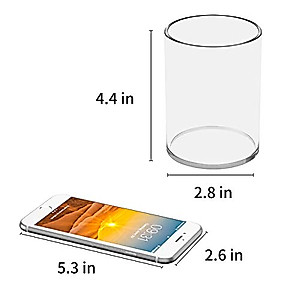 NIUBEE Acrylic Pen Holder 2 Pack,Clear Desktop Pencil Cup Stationery Organizer for Office Desk Accessory -Round