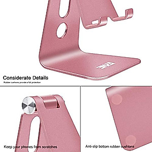 Adjustable Cell Phone Stand, LLSME Phone Holder, Cradle, Dock, Aluminum Desktop Stand Compatible with All Mobile Phone, iPhone, iPad Air/Mini - Rose Gold