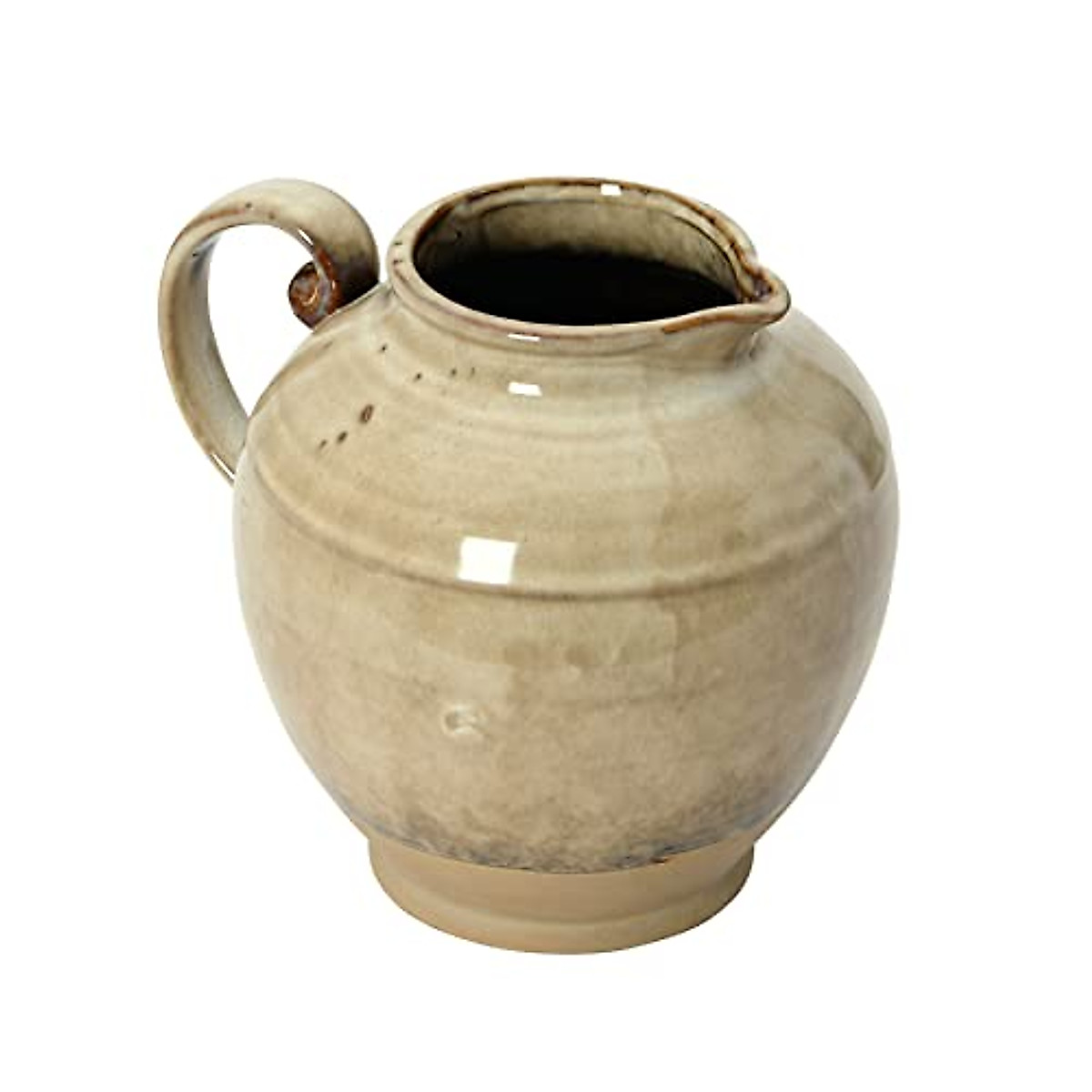 Creative Co-Op Stoneware, Reactive Glaze Pitcher, 8" L x 7" W x 7" H, Greige