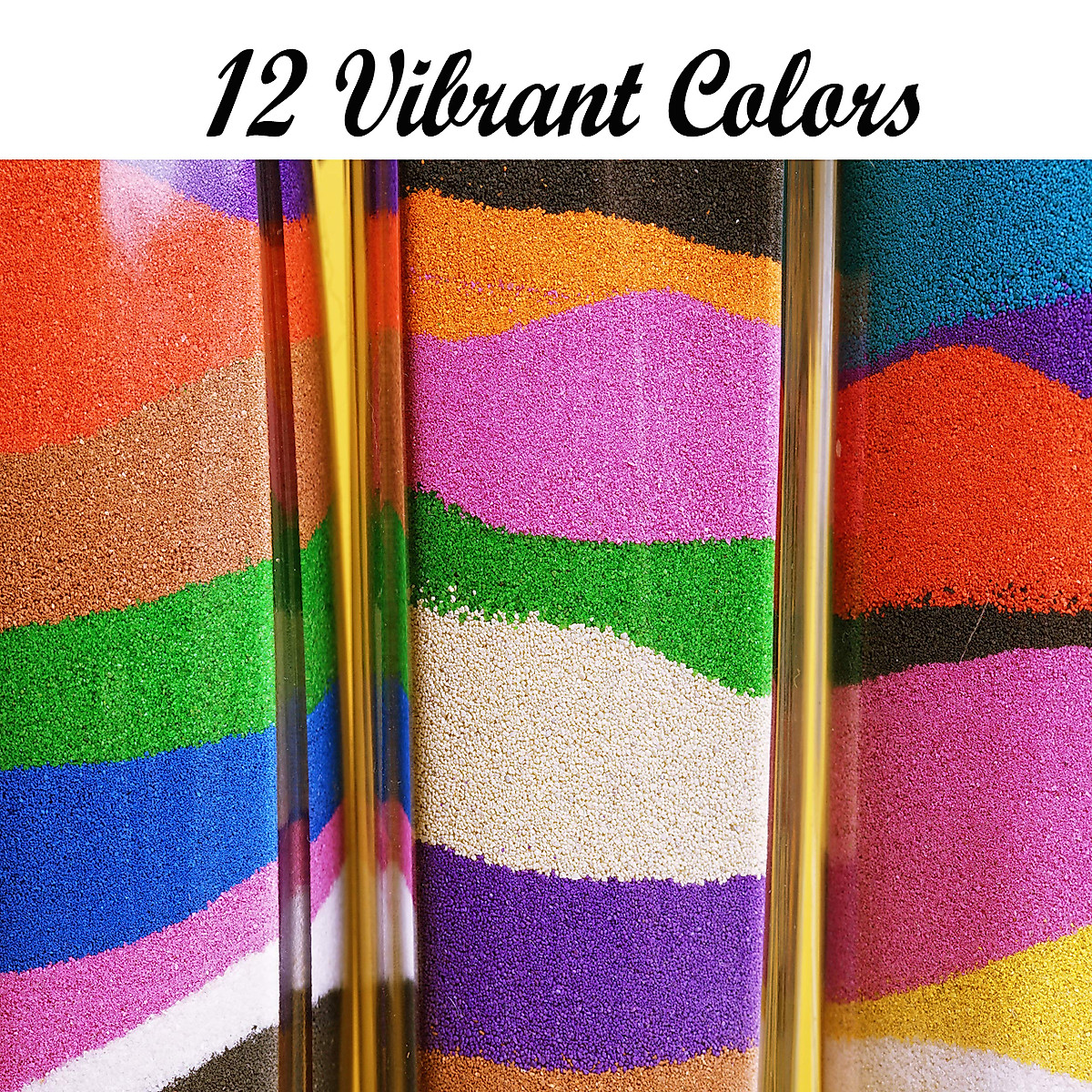 12 Colored Sand for Sand Art, Color Sand Plus 3 Small Plastic Funnels Included for Craft Sand Projects