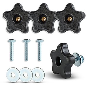 DCT 5 Star Knobs Kit 1/4in-20 Threaded Knob, Bolt with Knob, Clamping Knob Jig Knobs T Track Knobs and Bolts 4-Pack