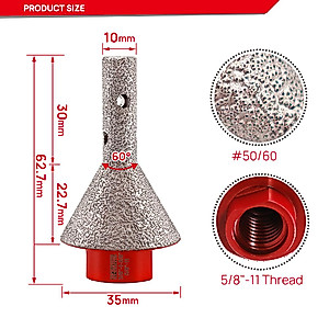 DT-DIATOOL Diamond Finger Bit 10-35mm, Coated Milling Bit for Tile Grinder Enlarging Polishing Holes on Porcelain Ceramic Granite Marble Countertop, 5/8 inch-11 Thread