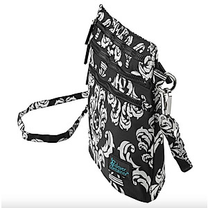 RoomForLife - Trendy Crossbody Quad Zipper Bag - Color : Damask Black - Handbag - Purse - Compact bag