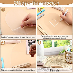 36 Packs 5 x 7 Inch Arch Acrylic Signs with Stand Clear Acrylic Sheets with Pine Wood Sign Holders Round Top Blank Acrylic Table Signs with Base for Wedding Party Events DIY Crafts Decorations