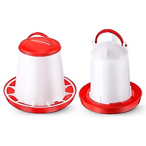 Chick Feeder and Waterer Kit Automatic Chicken Feeder 1.5L Plastic Hanging Poultry Waterer Food Feeder Set for Chicken, Quail, Hen, Duck for Farm and Coo(1.5 L, 1.5 KG)