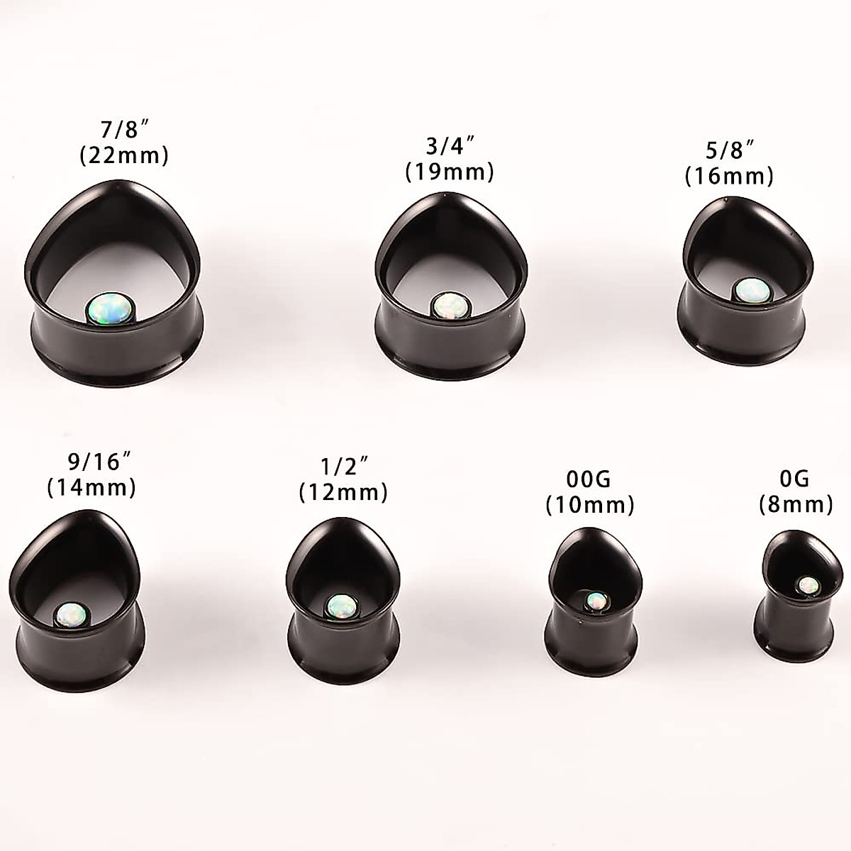 Atomhole 2PCS Teardrop Opal Ear Plugs Tunnels Hypoallergenic Ear Gauges 316 Stainless Steel Ear Expander for Stretchered Earrings Piercing Body Jewelry