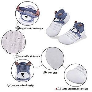 Baby Boy Girls Animal Non-Skid Sock Shoes Indoor Slipper Breathable Cotton Mesh Lightweight Sole(WhiteBear,15.5cm)